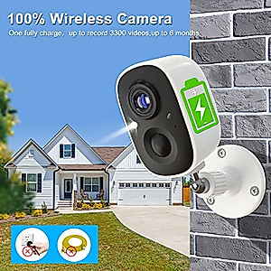 Luovisee Home Security Camera Wireless Outdoor Indoor WiFi with spot Light Night Vision Rechargeable Battery PIR Motion Detection Alert, 2-Way Audio,IP65 Water Proof,Magtnet Bracket