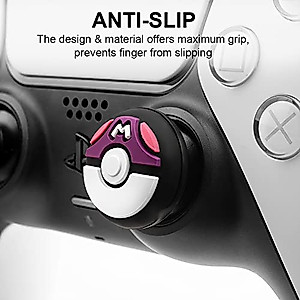 Thumb Grip Caps Compatible with Nintendo Switch Pro Controller,Silicone Analog Stick Caps for PS5/4 Controller,Thumbstick Grips Joystick Button Cover for Xbox Series X/S,4pcs(Red+Blue+Gray+Purple)