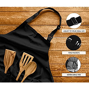 Utopia Kitchen Adjustable Bib Apron (10-Pack) Water Oil Resistant Chef Cooking Kitchen Mens Womens Waitress Server Work Aprons with Pockets (Black)