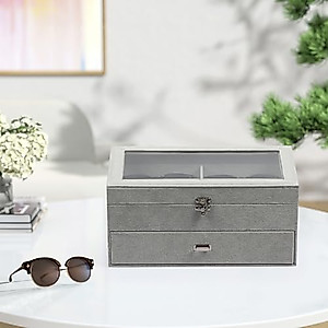 AUTOARK Ice Velvet Clear Lid 12 Piece Eyeglasses Storage and Sunglass Glasses Display Drawer Lockable Case Organizer,AW-163