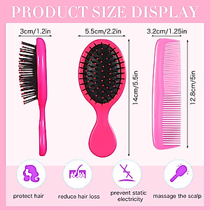 12 Pack Wet Small Hair Brush Hair Combs Set, 6 Detangler Mini Hair Brush Detangling Travel Hair Brush 6 Plastic Fine Wide Hair Combs for Women Men Kids Toddler Girls Baby Curly Hair(Stylish Colors)