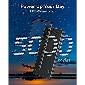 TCL 40 X 5G Unlocked Phone, 6.56 Inch HD+ Display Smartphone, 5000 mAh Cell Phone, 50MP Main Camera, Android 13, 4GB + 64GB Mobile Phone, U.S. Version, Starlight Black