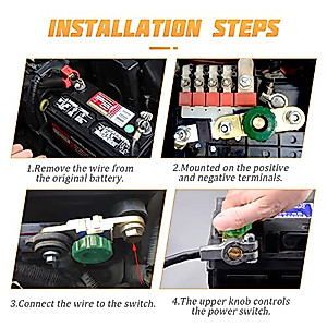 AICEL Car Side Post Battery Disconnect Switch, Side Terminal Battery Power Cut Off Switch for 3/8 Inch Electrical Equipment, Battery Master Switch Isolator for Car Boat Marine Truck