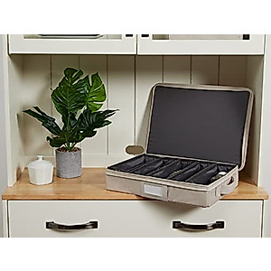 Covermates Keepsakes Flatware Storage Box – Stackable, Reinforced Handles, China Storage-Beige Heather