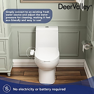 Non-Electric Dual Nozzle Bidet, DeerValley Posterior Feminine Wash Fresh Water Sprayer, Adjustable Water Pressure, Bidet for Toilet Seat Attachment