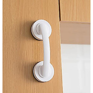 WANLIAN-Powerful Suction Cup Glass Mirror Door Handle, Refrigerator Drawer Bathroom Suction Cup Wall handrail, Bathtub Shower Handle Kitchen Drawer Cabinet Handle Suction Cup (White Large)