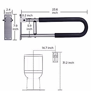 Botabay Handicap Grab Bars Rails 23.6 Inch Toilet Handrails Bathroom Safety Bar Hand Support Rail Handicapped Handrail Accessories for Seniors Elderly Disabled Mounted Bath Grips