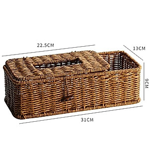 IEUDNS Paper Holder Dispenser Facial Tissuecase Dispenser Container Vintage Style Removable Tissue Holder Tissue Box for Bathroom, Light Brown