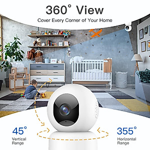 Funovation 3MP Indoor Security Camera, 360° PTZ 2.4G WiFi Only Cameras for Home Security/Baby Monitor, Plug-in Pet Camera with Phone App for Dog/Cat, 2-Way Talk, Night Vision, Auto Tracking, SD/Cloud