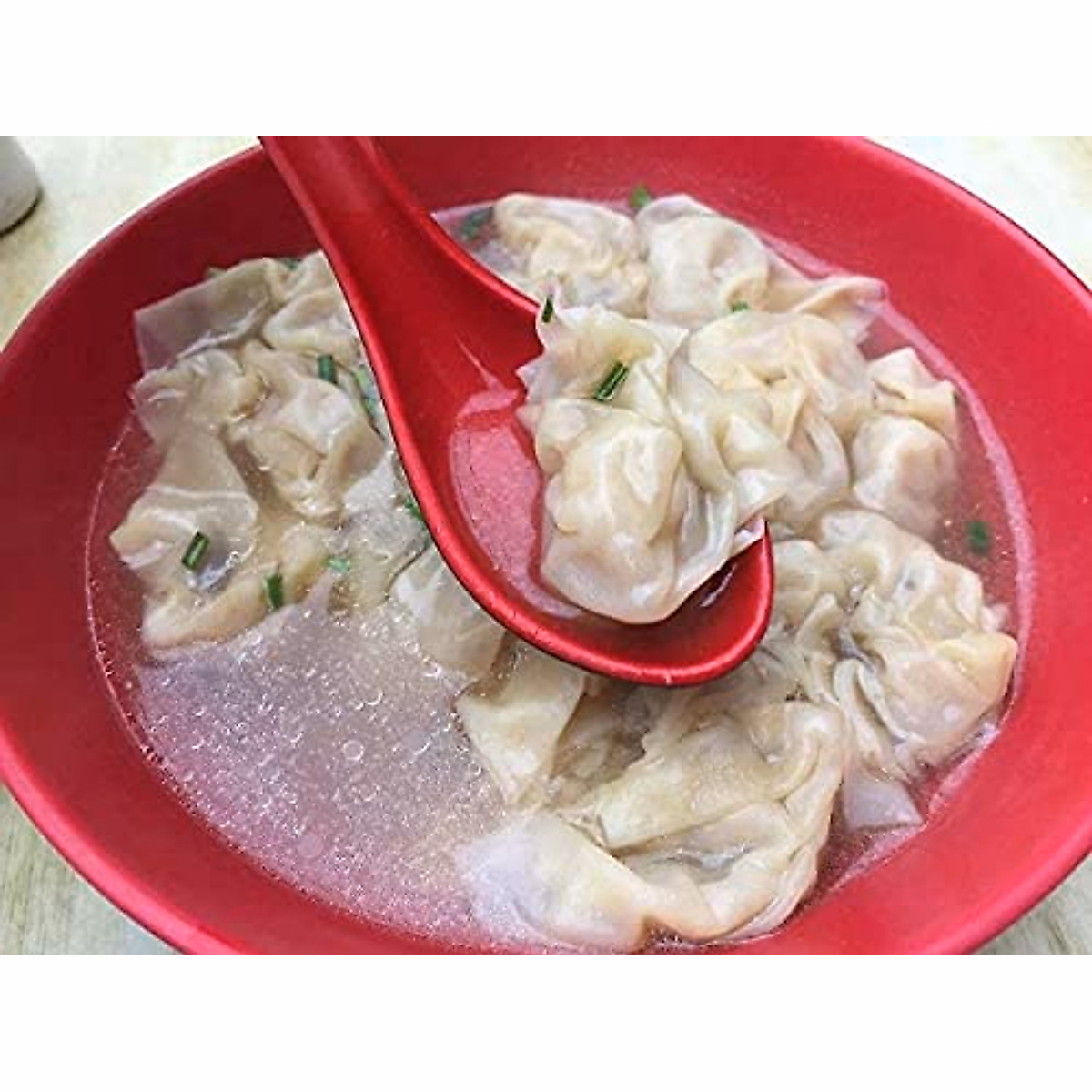 JapanBargain 2384x4, Set of 4 Asian Japanese Chinese Wonton Soba Rice Pho Ramen Noodle Soup Spoons, Black/Red