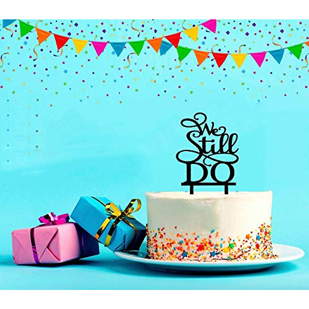 Black Acrylic We Still Do Romantic Wedding Cake Topper, Elegant Wedding Party Decorative Mr and Mrs Cake Topper For Bridal Shower Wdding Engagement Anniversary Party Decorations