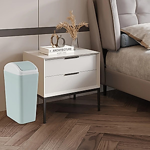 Wakikini 3.5 Gallons Swing Top Garbage Can, Plastic Trash Can with Swing Lid, Blue