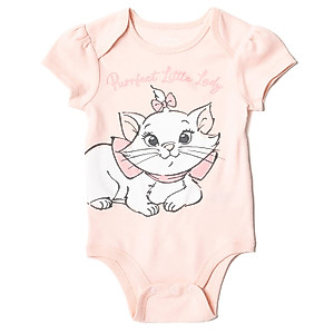 Disney The Aristocats Marie Newborn Baby Girls Bodysuit Pants and Headband 3 Piece Outfit Set Gray/Pink 0-3 Months