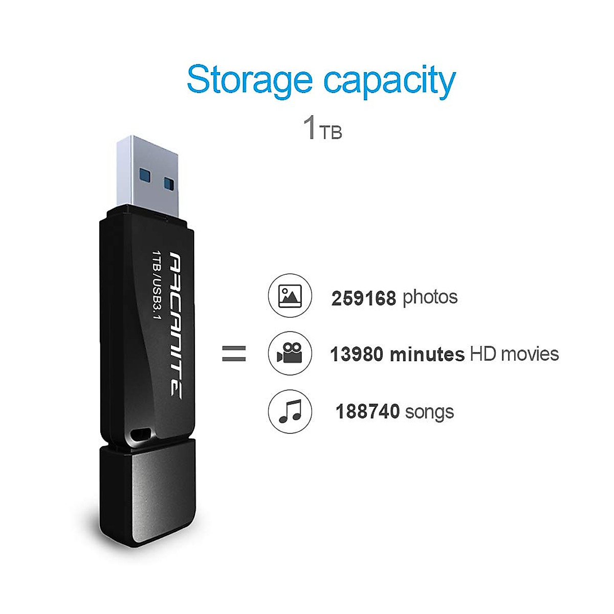 ARCANITE 1TB USB 3.1 Flash Drive - Optimal Read speeds up to 400 MB/s, Write speeds up to 200 MB/s (AK581T)