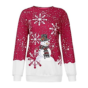 Merry Christmas t Shirt for Women Tunic Sweater Color Block Holiday Blouse top Fashion Dressy Pleated Hawaiian lace Boho Sweaters Fall Shirts for Women Christmas Trees