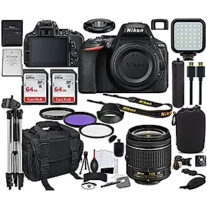 Nikon Intl. D5600 DSLR Camera with 18-55mm VR Lens Bundle (1576) + Prime Accessory Kit Including 128GB Memory, Light, Camera Case, Hand Grip & More (Renewed)