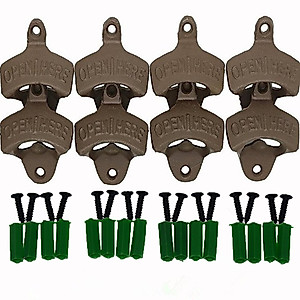 Dsmile Open Here Cast Iron Wall Mount Bottle Opener Vintage Look Replica, Set of 8