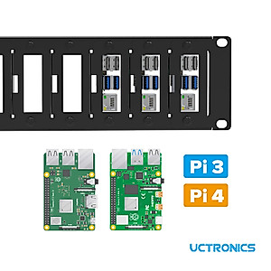 UCTRONICS Front Removable 2U Rackmount for Raspberry Pi, 19-inch 2U Server Rack with 12 Pieces of Removable Mounting Plates for Raspberry Pi 4B, 3B+/3B, and Other B Models