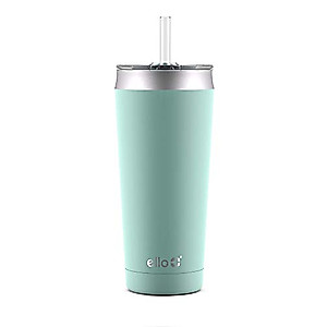 Ello Beacon Vacuum Insulated Stainless Steel Tumbler with Slider Lid and Optional Straw, 24 oz, Yucca