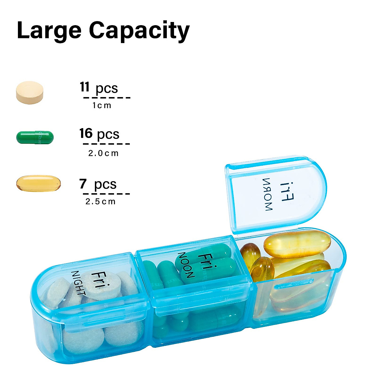 Daviky Pill Organizer 3 Times a Day, Weekly Pill Organizer 3 Times a Day, Pill Box 7 Day, Pill Cases Organizers 7 Day, Daily Pill Box Organizer, Medicine Organizer Box to Hold Vitamins and Medication