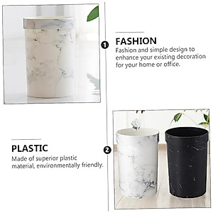 Garneck 1pc Garbage Can Platic Garbage Bin Waste Paper Basket Marble Wastebasket Table Trash Can Small Garbage Bin Small Trash Can Car Trash Can Storage Tank No Cover White Plastic Office