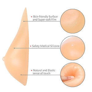 OMMITO Silicone Breast Form Mastectomy Prosthesis Armpit Bra Inserts Pad Enhancer Crossdresser Transgender 1 Piece Right 400g