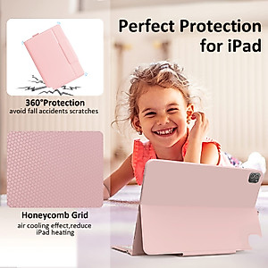 Dolpking Rechargeable Smart Keyboard Case for New iPad 9th Generation 2021/8th Gen 2020/7th Gen 2019 10.2, iPad Pro 10.5 2017/iPad Air 3rd Gen 10.5 2019, iPad Case Keyboard & Pencil Loop (Pink)