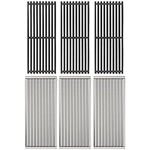 Cast Iron Grill Grates and Emitter Plates for Char-Broil Tru-Infrared 461210010, 463224611, 463241313, 463261709, 463262210, 466270610, 466270611, Original Part Number G526-0007-W1, G515-4700-W1