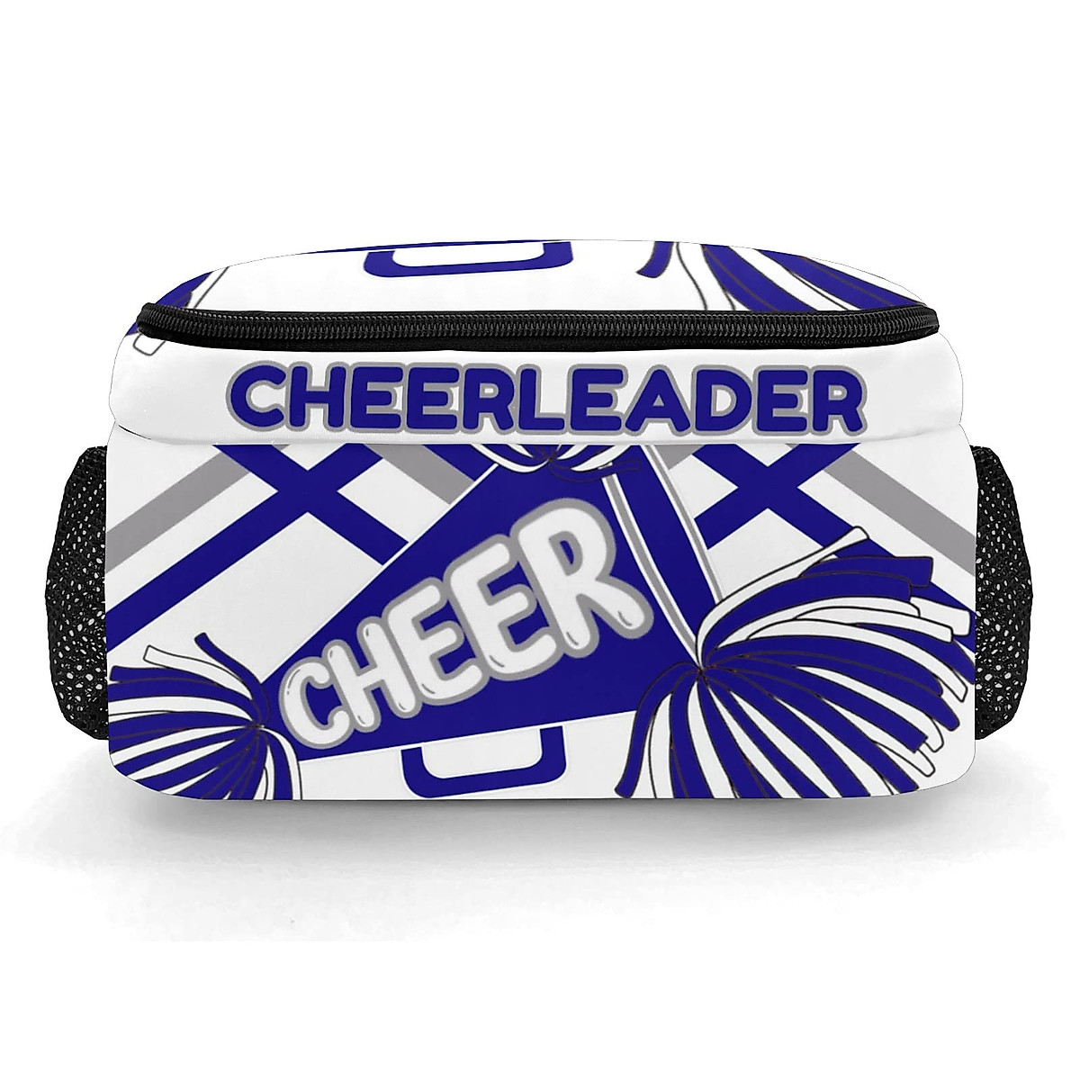 Anneunique Personalized Name Cheerleaders Backpack Custom Multifunctional Waterproof Laptop Bag for Travel Gift Cheer Pom Navy Blue White