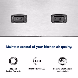 Broan- NuTone BBN1243SS Custom Built Insert with 2-Speed Exhaust Fan and Light, 300 Max Blower CFM, Stainless Steel, 24-Inch Range Hood Power Pack