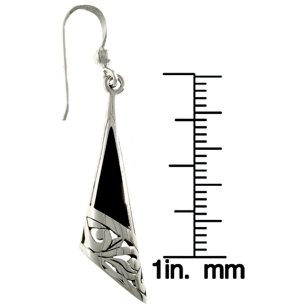 Jewelry Trends Sterling Silver Created Black Onyx Filigree Long Dangle Earrings