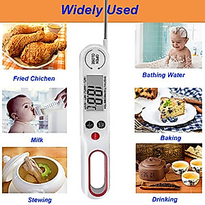 Wotermly Digital Kitchen Meat Thermometer with Backlight LCD and Foldable Long Probe, Instant Read Food Cooking Thermometer Use for Grill,Liquid, BBQ, Baking and Candy