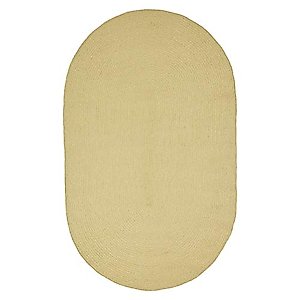 BLUENILEMILLS Tintoretto Braided Area Rug, Gorgeous, Soft, Durable, Reversible, Indoor/Outdoor, Vintage, Solid, Cream, 4' x 6' Oval