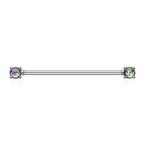 Covet Jewelry Opal Sparkle Prong Industrial Barbell (Purple)