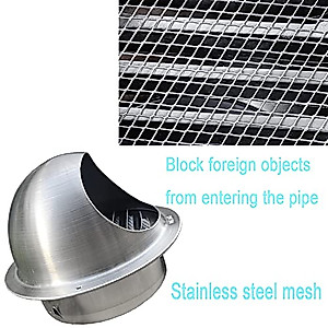 MBROS Wall Vent Outlet, Roof Ventilator, Louvered Vent Hood, 70mm, 80mm, Fine Workmanship, Simple Style, The Top is Hemispherical, Ideal for Bathroom Exhaust Fans, Kitchen Hoods, Garages, Sheds