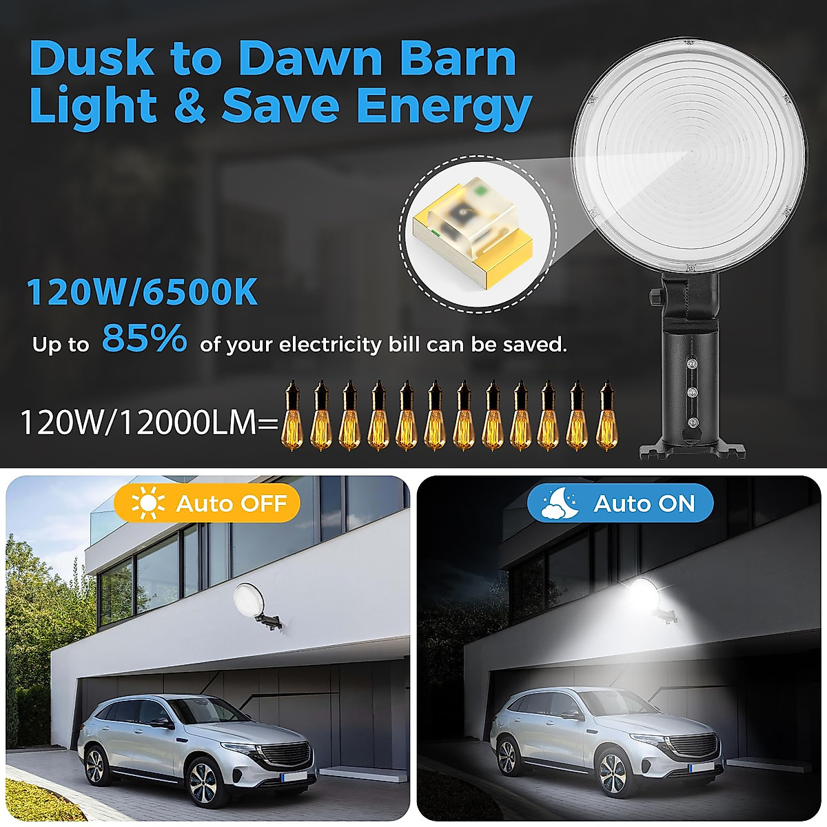 2 Pack LED Barn Light 100W, 10000LM Dusk to Dawn Outdoor Lighting, Yard Lights, 6500K Daylight, Outdoor Security Lighting,IP66 Waterproof Street Lights for Farmhouse,Barns,Garage,Yard,Warehouse