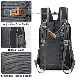 G4Free 16L Small Hiking Backpack, Compact Travel Backpack Lightweight Daypack Waterproof for Men Women Outdoor(Dark Gray)