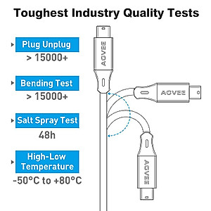 AGVEE 2 Pack 10ft Mini USB Cable, Braided Durable USB-A to Mini-B Charger Charging Cord for TI-84, Garmin GPS, Go-Pro Hero 4 3 2 HD, PS3 Controller, Canon Camera, Blue Yeti Microphone, Dark Gray