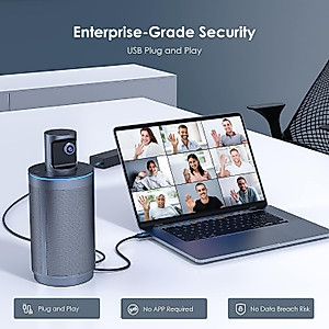 NexiGo Meeting 360 (Gen 2), 8K Captured AI-Powered Framing & Speaker Tracking, Plug & Play, 1080p HD 360-Degree Smart Video Conference Camera, 8 Noise-Cancelling Microphones