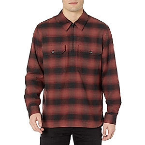 Vince MENS TONAL PLAID QUARTER ZIP,REDCURRANT,MEDIUM
