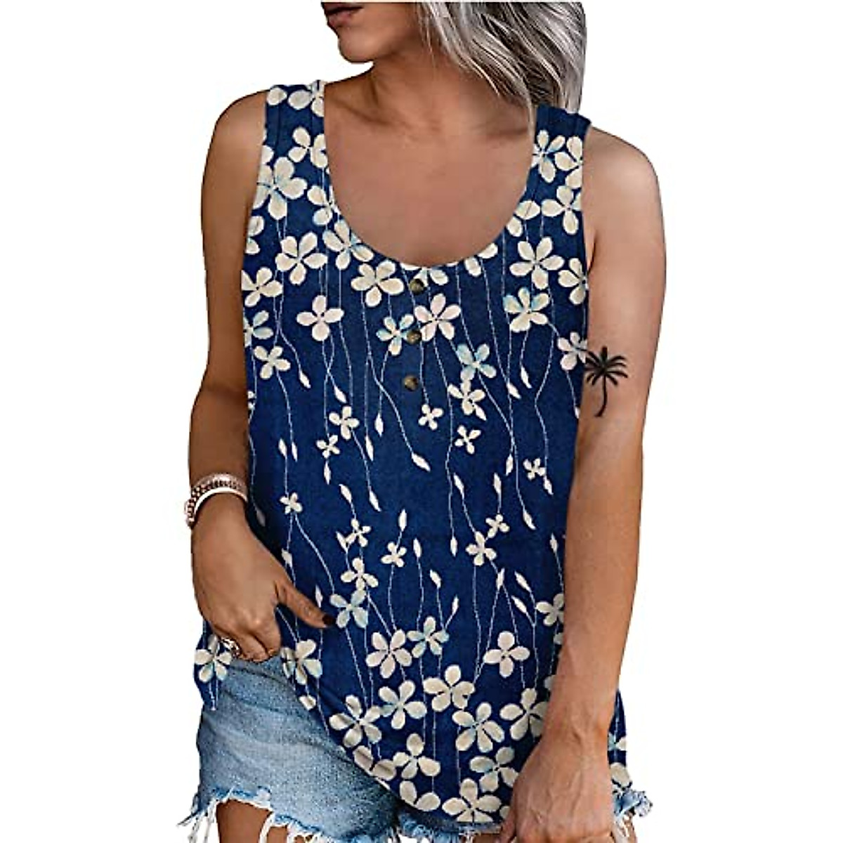 Workout Tank Tops for Women 2023 Silver Glitter Shirts for Women Button Down Shirts for Women Plus Size Sexy Workout Tops for Women Womens Tank Tops Summer Plus S（3-Blue,X-Large）