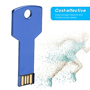 USB Flash Drive, Aluminum Alloy Key Shaped USB 2.0 Memory Stick Pen Drive Black Thumb Drive, Portable USB Drive(32GB)