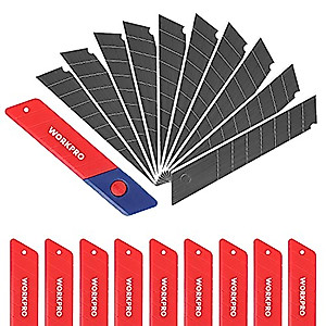 WORKPRO 18mm Snap-off Blades, SK5 Steel Replacement Blade Fits all 18mm Utility Knife & Box Cutter, Pack of 100