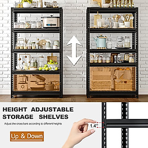 Kilyssa 72" H Garage Shelving Heavy Duty Storage Shelves Loads 2000 LBS, Adjustable 5 Tier Shelving Units Metal Shelves Storage Rack Shelf for Garage,Warehouse,Basement 31.5"W x 15.7"D x 72"H, Black