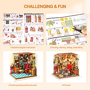 RoWood DIY Miniature Dollhouse Kit, 1:24 Scale Tiny House Building Kits - Sam's Study