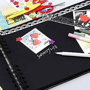 GOTIDEAL 80 Pages Scrapbook Album with 10 Metallic Markers,Craft Paper Photo Album for Wedding and Anniversary, Family DIY Scrapbook Accessories with Scrapbooking Stickers Corners(Black)…