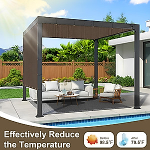 LOVE STORY 10x20 FT Sun Shade Cloth with Grommets Pergola Shade Cover 95% UV Protection for Patio Outdoor, Brown