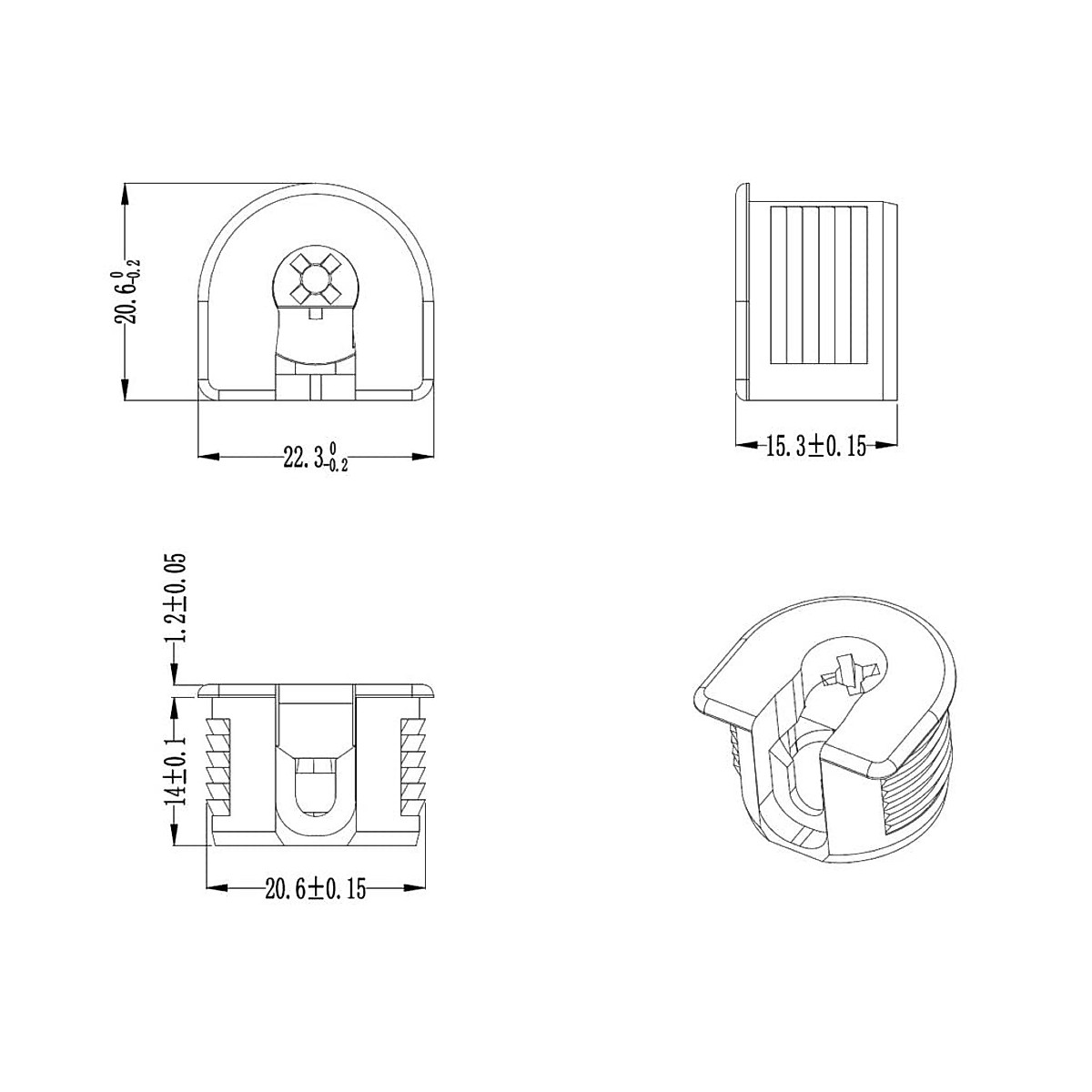 Rafix Furniture T-Connectors + Screw in Dowel. Connection: White, 19mm Panel Thickness, 14mm Drilling Depth + Screw: Silver, Drilling Depth for Dowel Thread 11.5mm, Finish Steel - 50 Pack