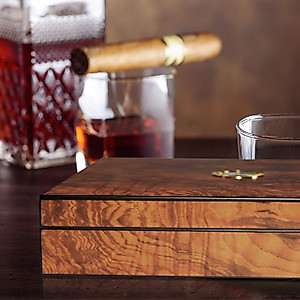 Rivanio Cigar Humidor, 9" x 8.5" x 2" (LxWxH) - Premium Handcrafted Cigar Box for Storage and Display - Humidor Cigar Box Includes Divider and Humidifier - Cigar Case for Desk or Travel