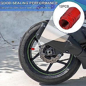 Valve Stem Caps, Car Tire Valve Caps, 12 Pcs Aluminum Alloy Leakproof Universal Wheel Valve Stem Covers for Vehicle Truck Motorcycle Bike(Red)